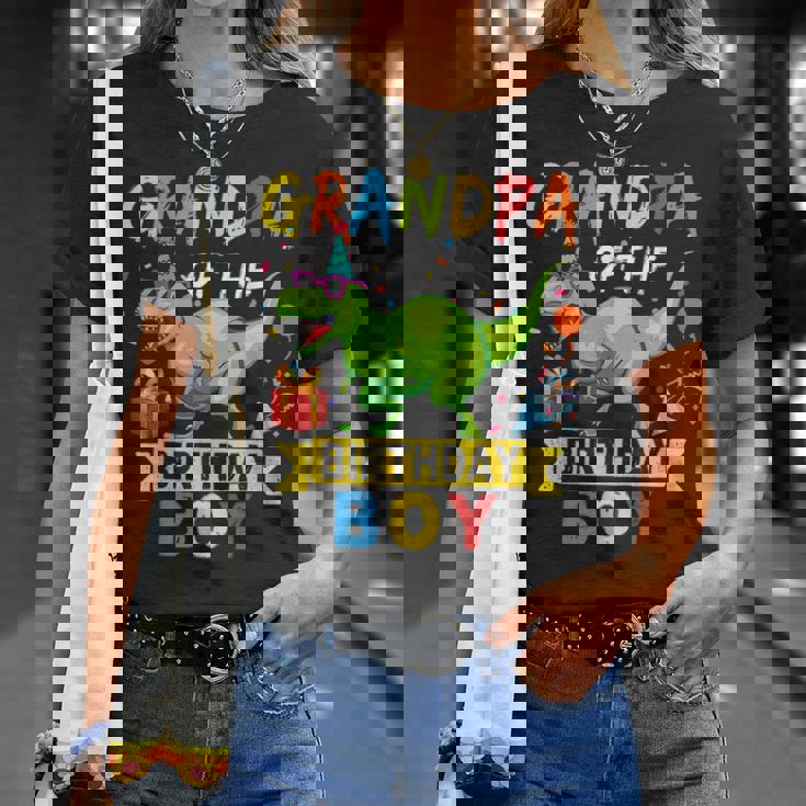 Grandpa Of The Birthday Boy T-Rex Rawr Dinosaur Birthday Boy T-Shirt - Monsterry