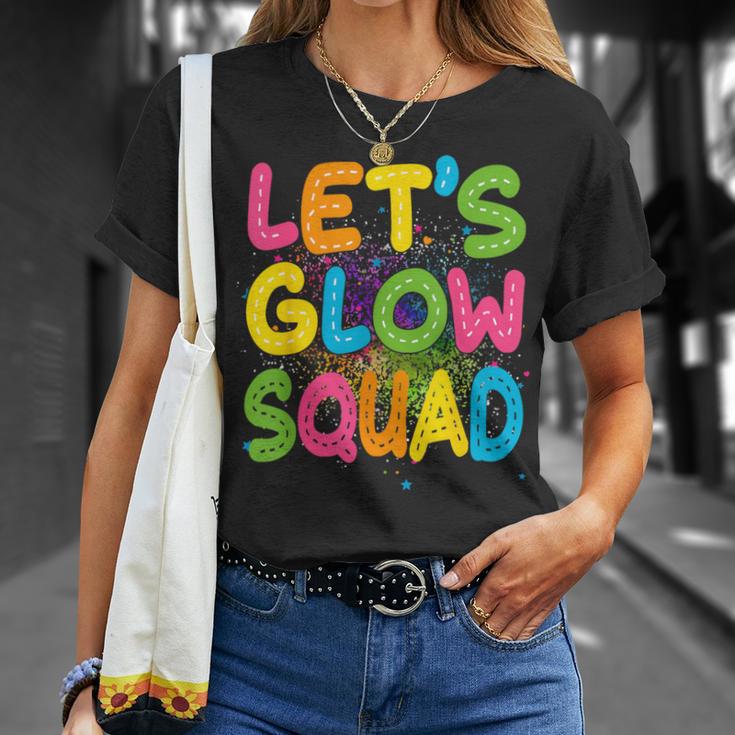Let Glow Squad Retro Colorful Quote Group Team Tie Dye T-Shirt - Seseable