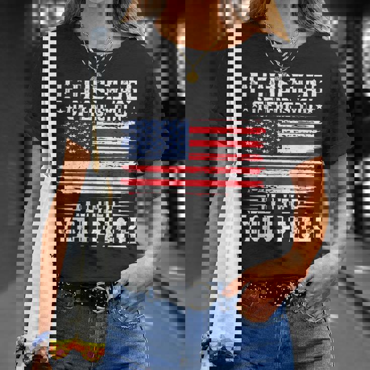 If This Offends You I'll Help You Pack Usa American Flag T-Shirt | Mazezy