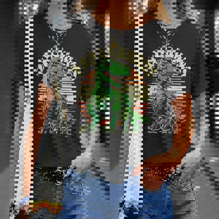 Papasaurus T Rex Dinosaur Papa Saurus Father's Day Retro T-Shirt - Seseable