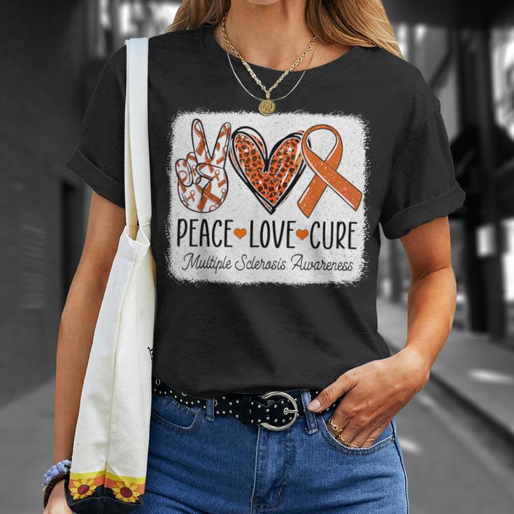 Peace Love Cure Ms Warrior Multiple Sclerosis Awareness T-Shirt | Mazezy