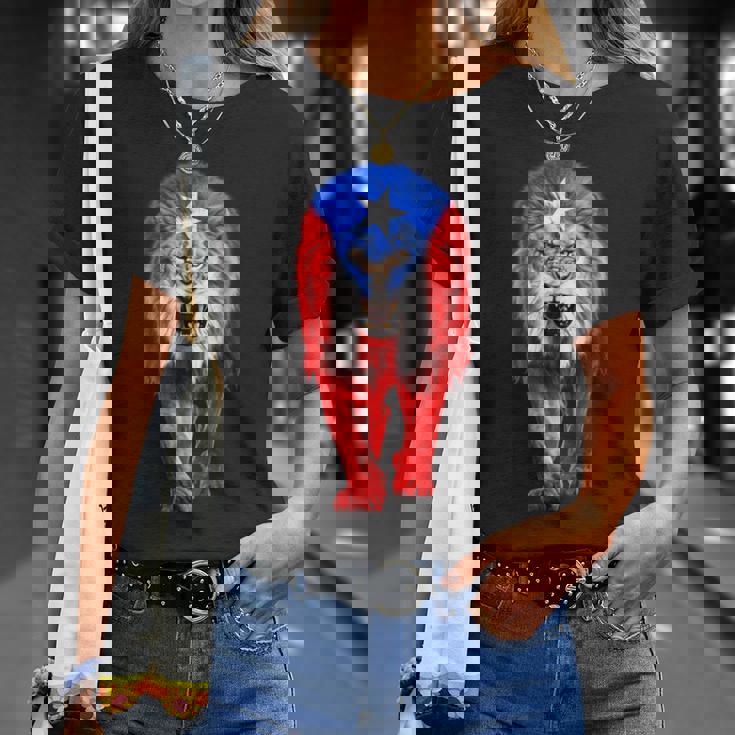 Puerto Rico Flag Lion Pride Puerto Rican Hispanic T-Shirt - Monsterry