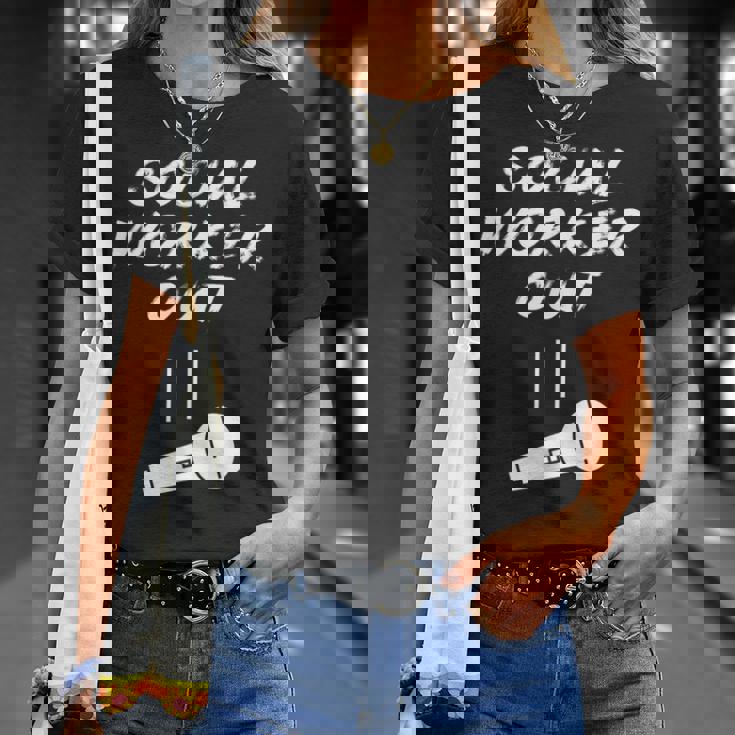 Retired Social Worker Out Retirement Mic Drop Retiring Quote T-Shirt ...