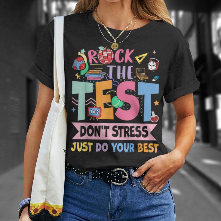 Rock The Test Dont Stress Testing Day Teachers Students T-Shirt - Monsterry