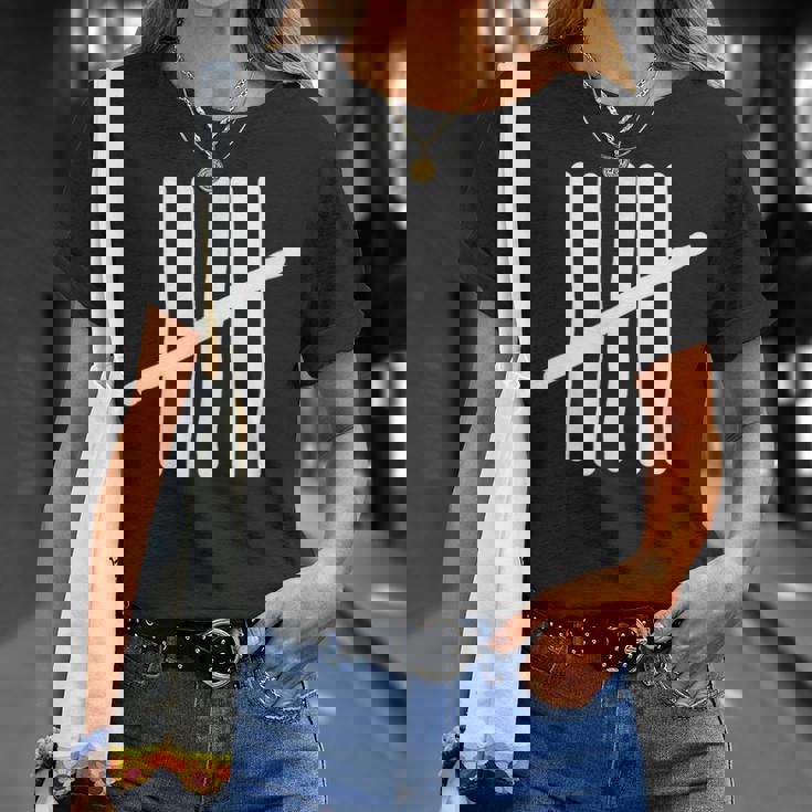 Tally Marks Hash Marks Lines Characters Five Six Math T-Shirt - Monsterry