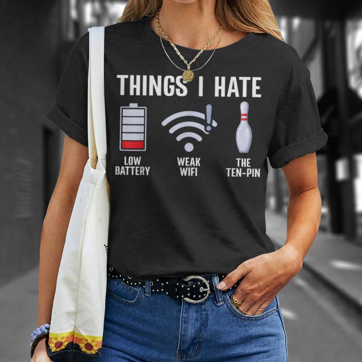 Things I Hate Bowler Ten Pin Spare Bowling Lover T-Shirt - Seseable