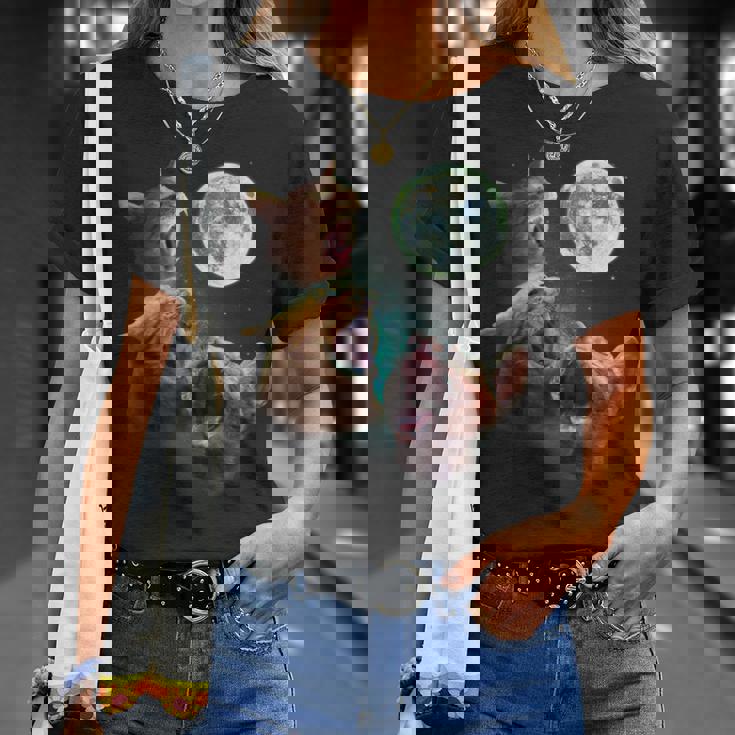 Three Orange Tabby Cats Howl At Moon 3 Wolfs Parody T-Shirt - Monsterry