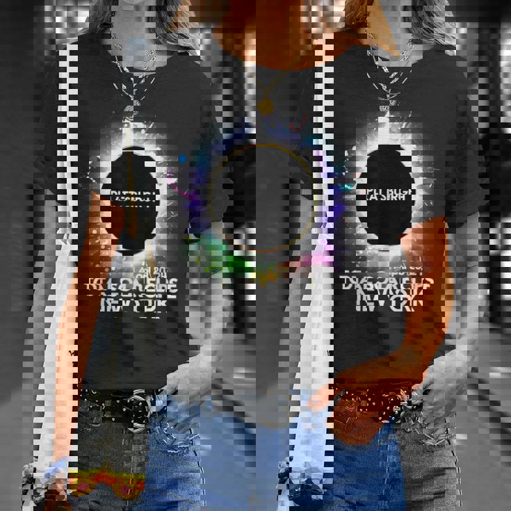 Total Solar Eclipse Plattsburgh New York 2024 Colorful Sun T-Shirt | Mazezy