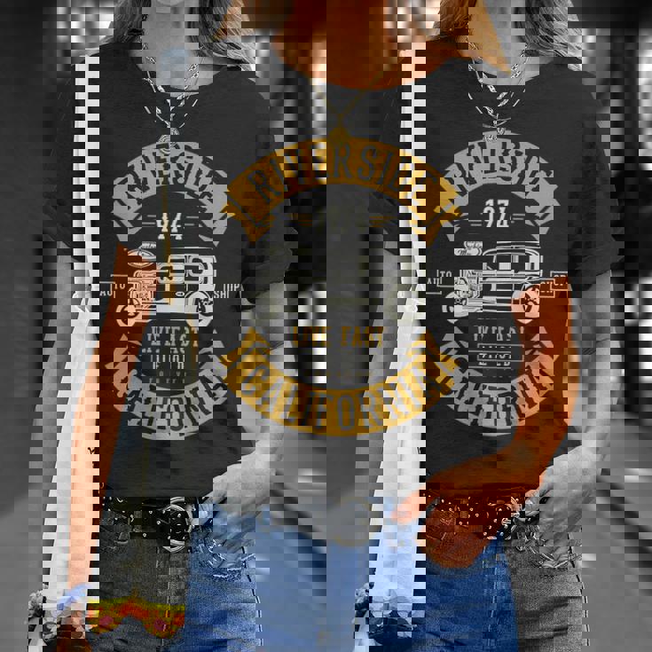 Vintage Hot Rod Riverside California Muscle Car Auto T-Shirt - Monsterry