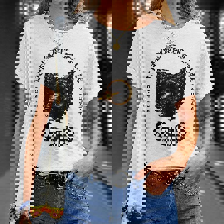 American Total Solar Eclipse Ohio 2024 Retro State Outline T-Shirt | Mazezy