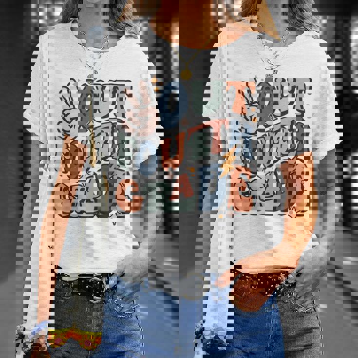 Groovy Last Day Of School 4Th Grade Peace Out Fourth Grade T-Shirt - Seseable