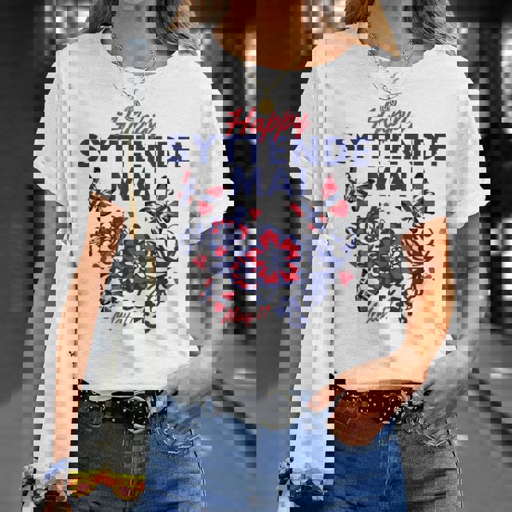 Happy Syttende Mai 17 May Norway Rosemaling Butterflies Flag T Shirt