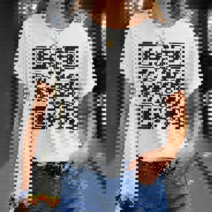 Unique Qr-Code With Humorous Hidden Message T-Shirt - Monsterry