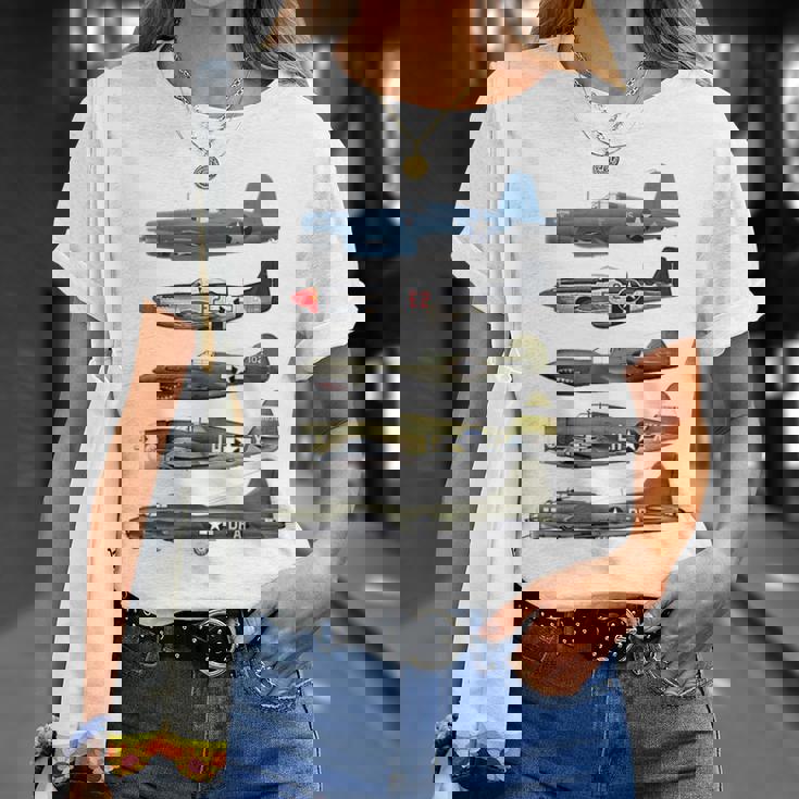 Ww2 Warplane B-17 P51 Mustang F4u Corsair P40 Warhawk T-Shirt - Monsterry