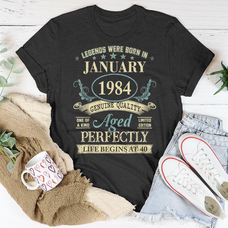 40 Yrs Old 40Th Birthday Legends Born In January 1984 T-Shirt | Mazezy