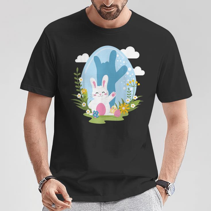 Asl Easter Bunny Reflection I Love You Hand Sign Language T-Shirt ...