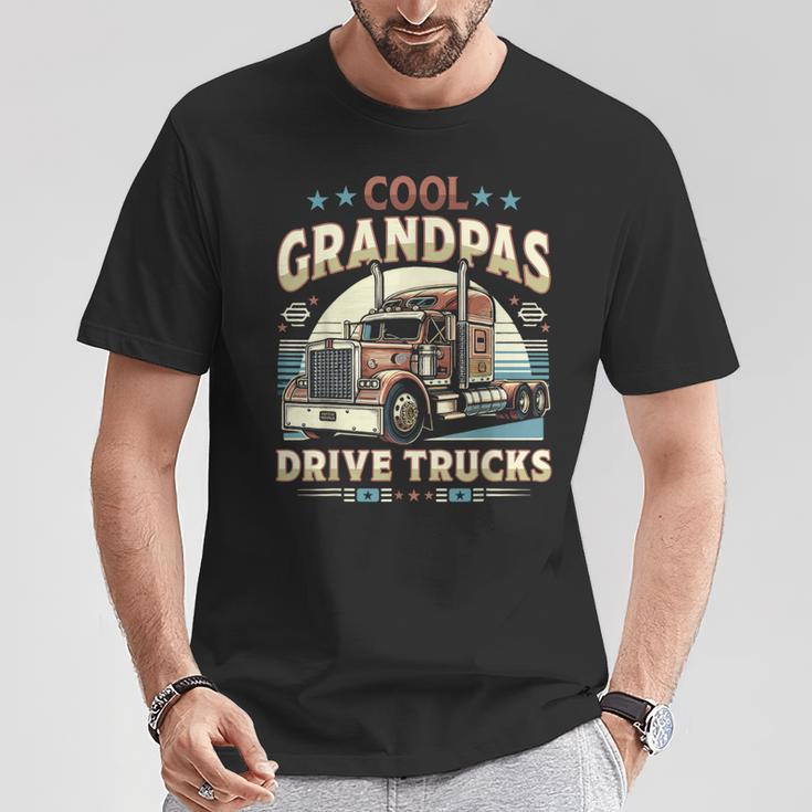 Cool Grandpas Drive Trucks Trucker Truck Driver Outfit T-Shirt | Mazezy