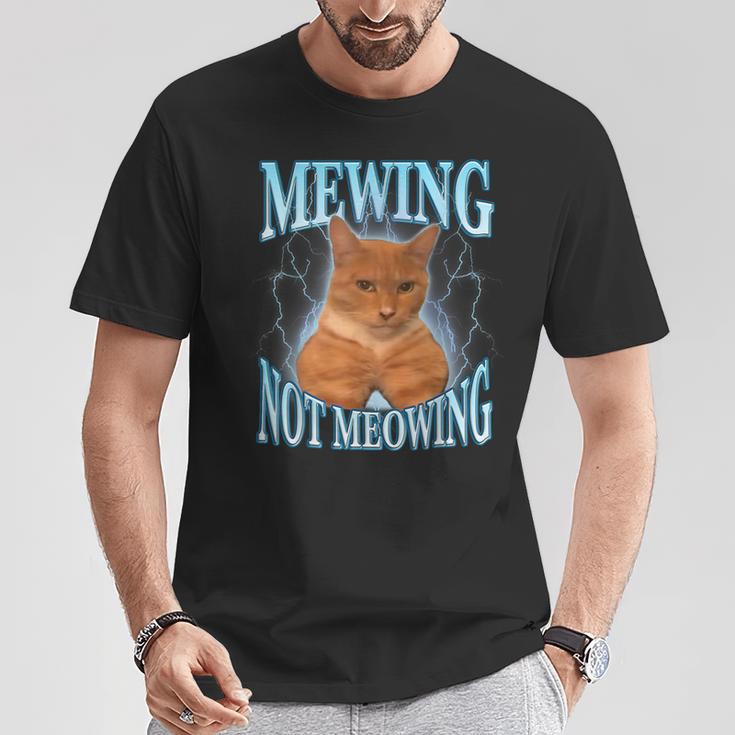 Cat Meme With Mewing Not Meowing T-Shirt - Seseable