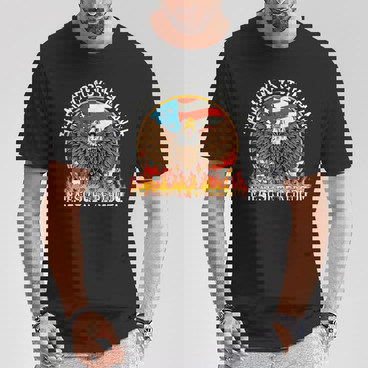 The Metric System Can't Measure Freedom Eagle Usa Flag Meme T-Shirt ...