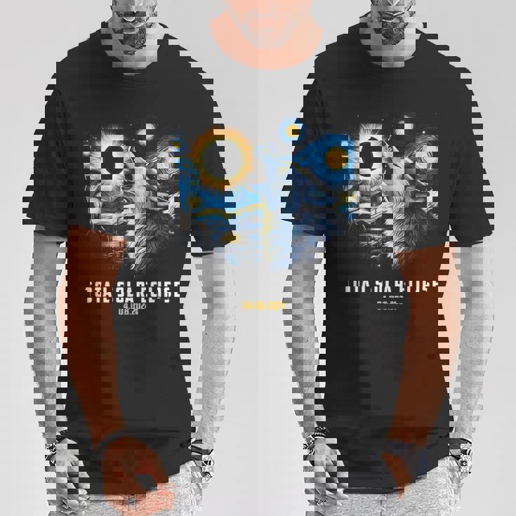 Wolf Howling At Total Solar Eclipse 2024 April 8Th 2024 T-Shirt | Mazezy