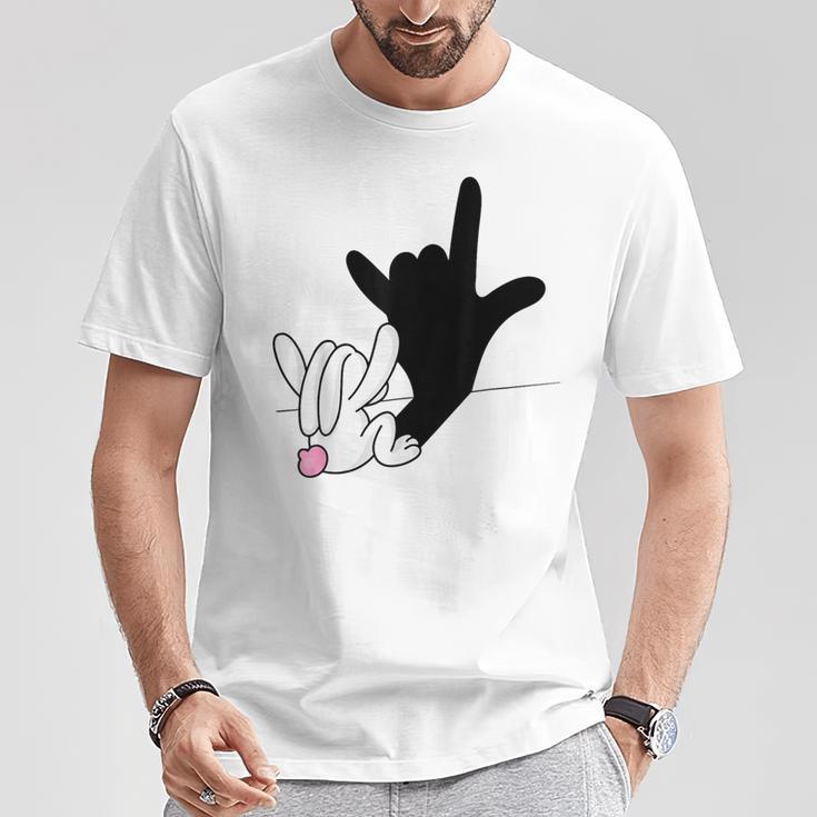 Asl Bunny Reflection I Love You Hand Sign Language Easter T-Shirt ...