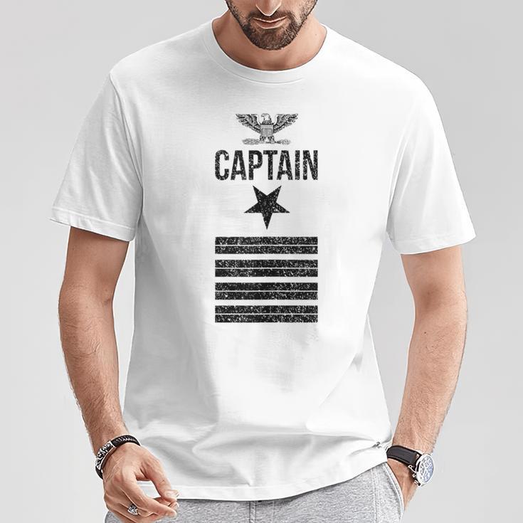 Us Navy Captain Rank Boating Bar Star Eagle Yacht T-Shirt - Monsterry