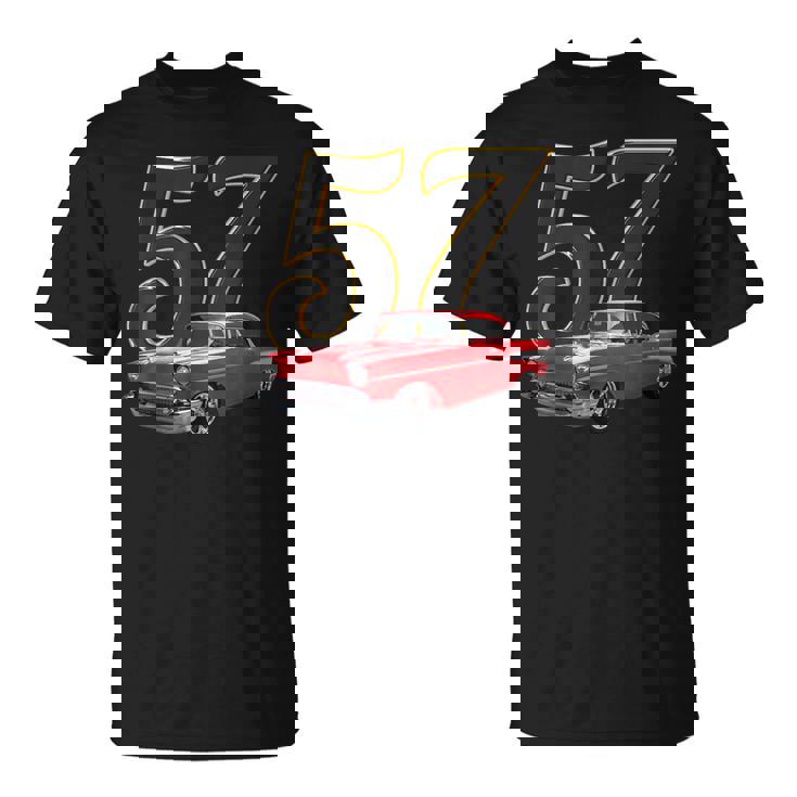 1957 57 Chevys Truck Bel Air Red Vintage Cars Men's T-shirt Back Print ...