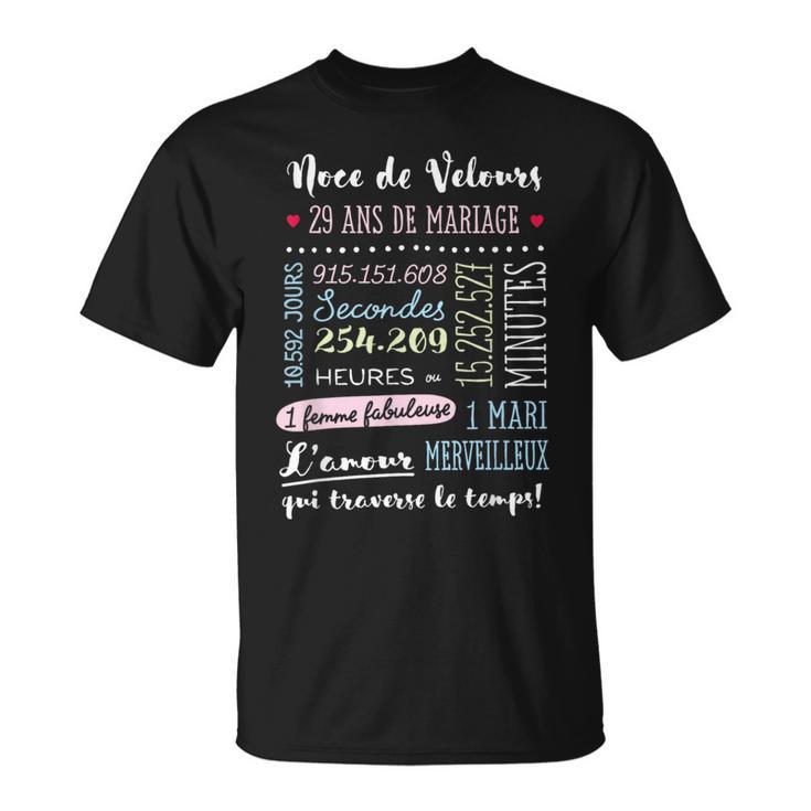Cadeau 29 Ans De Mariage Pour Couple Noce De Velours T-Shirt | Cadeauxyz