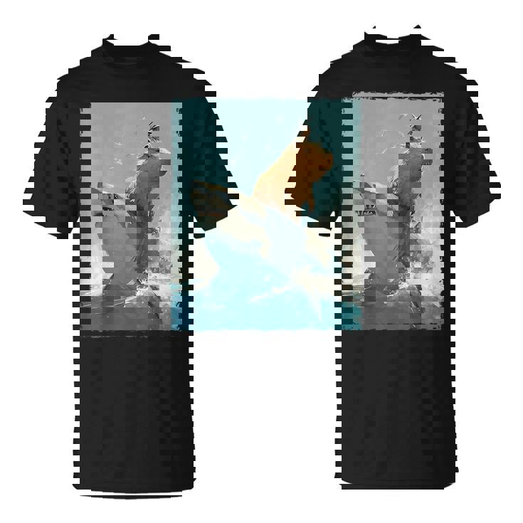 Capybara Is Riding A Shark T-Shirt | Mazezy