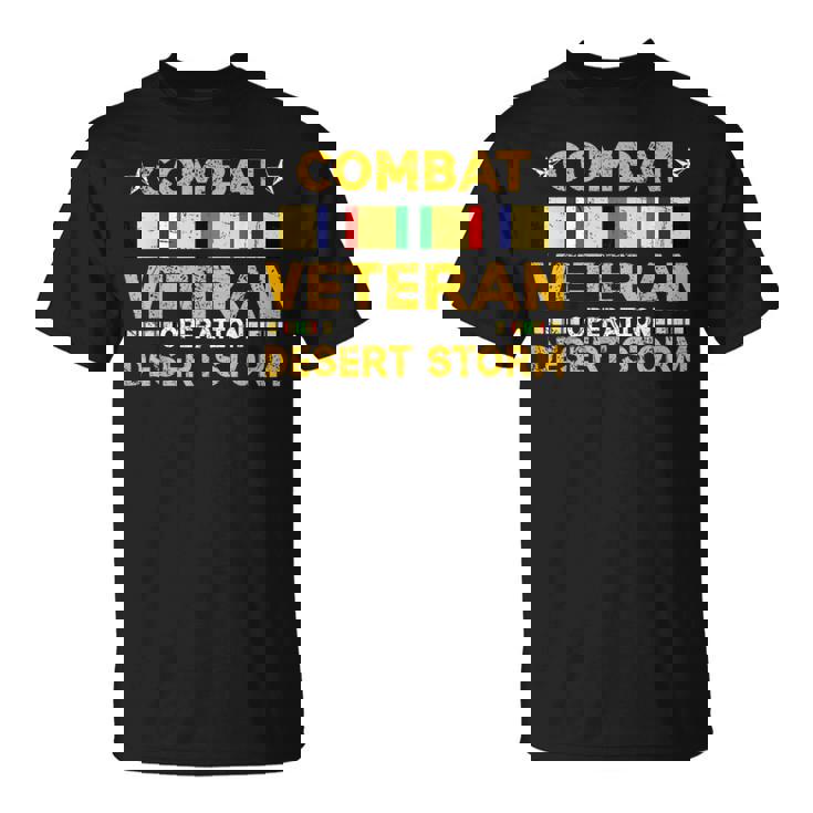 Combat Desert Storm Veteran Persian War Service Ribbon T-Shirt | Mazezy