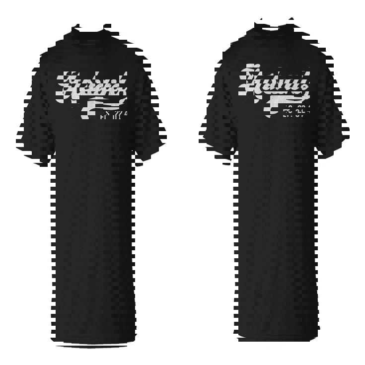 Husband Est 2024 Married Couple Vintage Matching Wedding T-Shirt | Mazezy