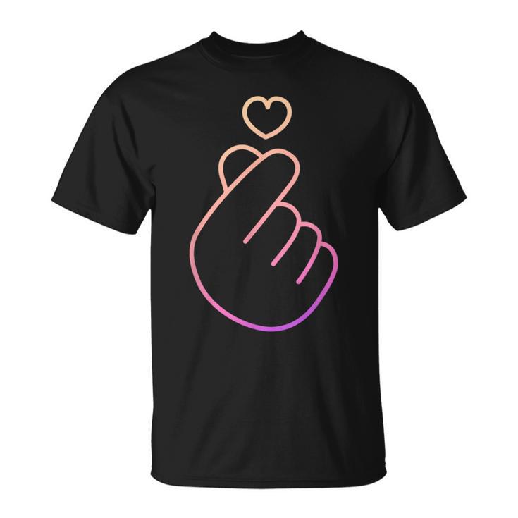 K-Pop Corazón Mano Símbolo Saranghae Pop Coreano Corea Camiseta unisex ...