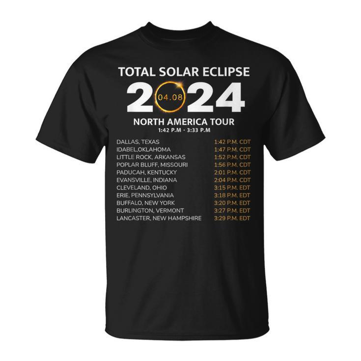 Total Solar-Eclipse 2024 North America Tour Eclipse T-Shirt | Mazezy