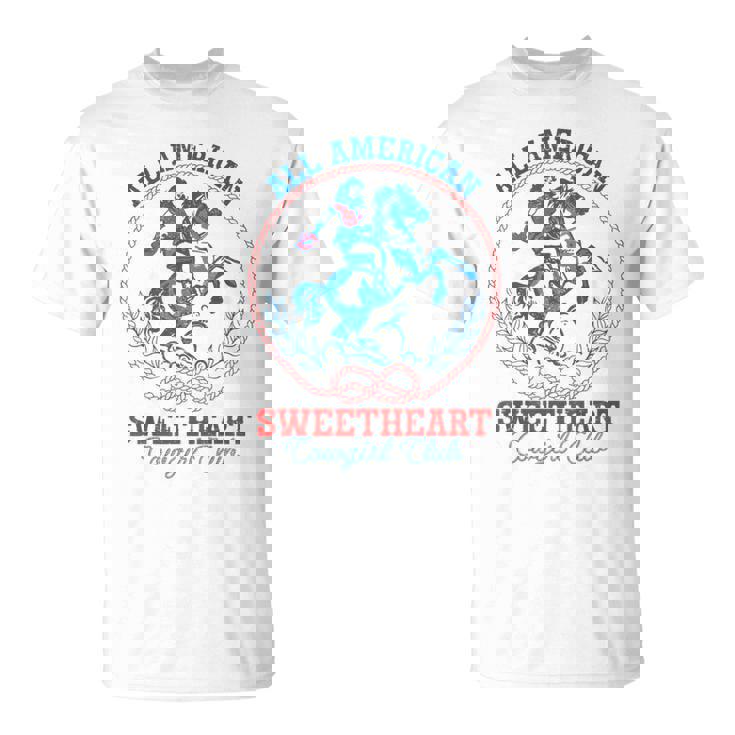 All American Cowgirl Sweetheart Club 4Th Of July Western T-Shirt | Mazezy