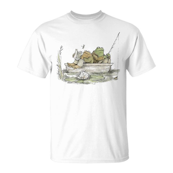 Cottagecore Aesthetic Frog & Toad Fishing Cute Frog Vintage T-Shirt ...
