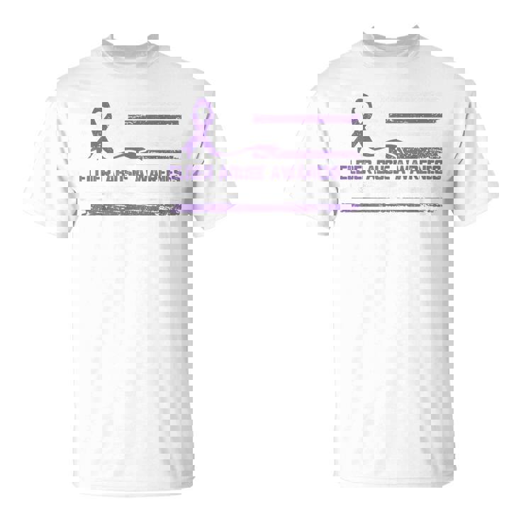 Elder Abuse Awareness Month American Flag Ribbon T-Shirt - Seseable