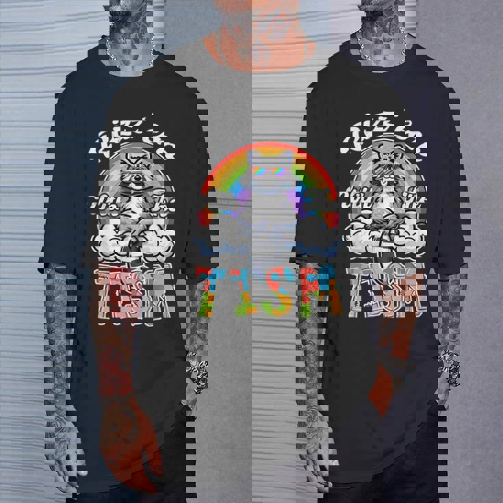 Autism Rizz Em With The Tism Meme Autistic Racoon T-Shirt - Monsterry