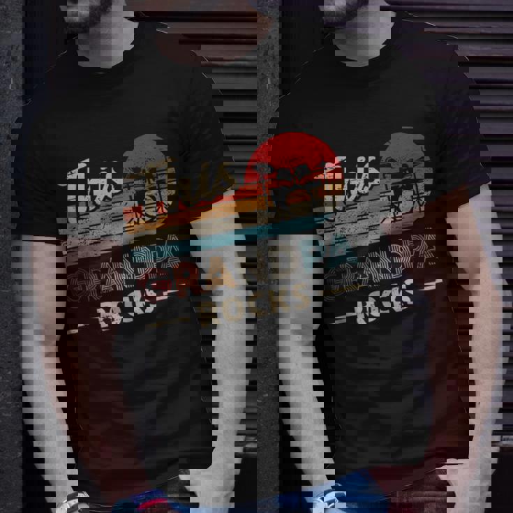 This Grandpa Rocks Drums Rock N Roll Heavy Metal Drummer T-Shirt | Mazezy