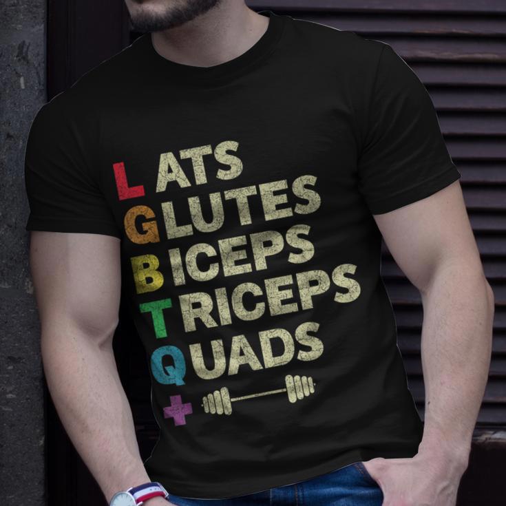 Lgbtq Lats Glutes Biceps Triceps Quads Weightlifting T-Shirt - Thegiftio