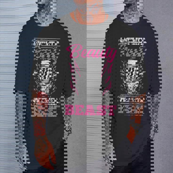 Looks Like A Beauty Weld Like A Beast Welder Welding T-Shirt - Monsterry