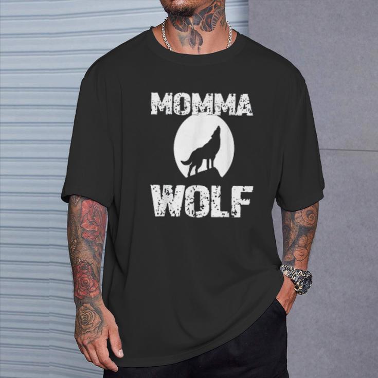 Momma Wolf Matching Family Tribe Wolves Moon Mom Mum T-Shirt - Thegiftio UK