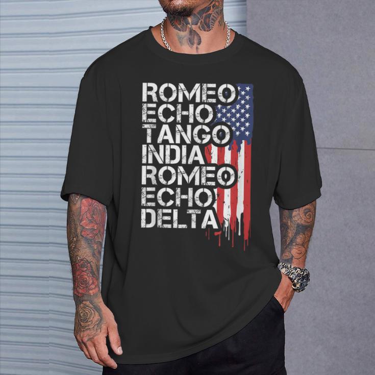 Retired Phonetic Alphabet Code Military Retirement T-Shirt - Monsterry