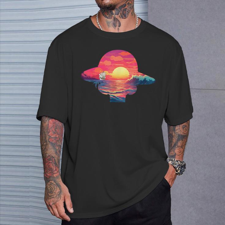 Straw Hat Sunset Pirate Ship Custom Anime Style T-Shirt - Seseable