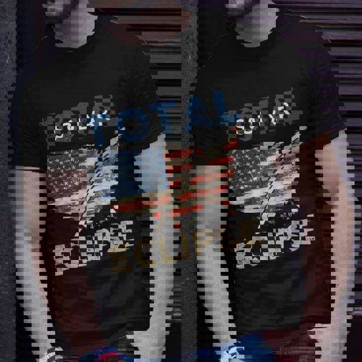 Total Solar Eclipse 0408 2024 Path Of Totality Map Usa Flag T-Shirt - Monsterry