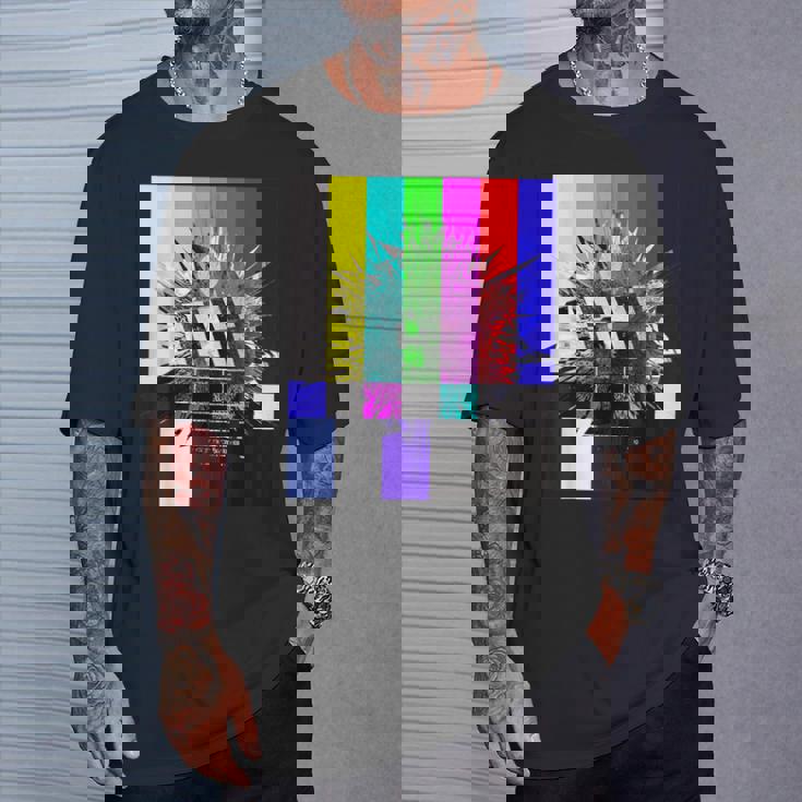 Tv Test Pattern Color Bars Tv Static And Vintage Tv T-Shirt - Monsterry
