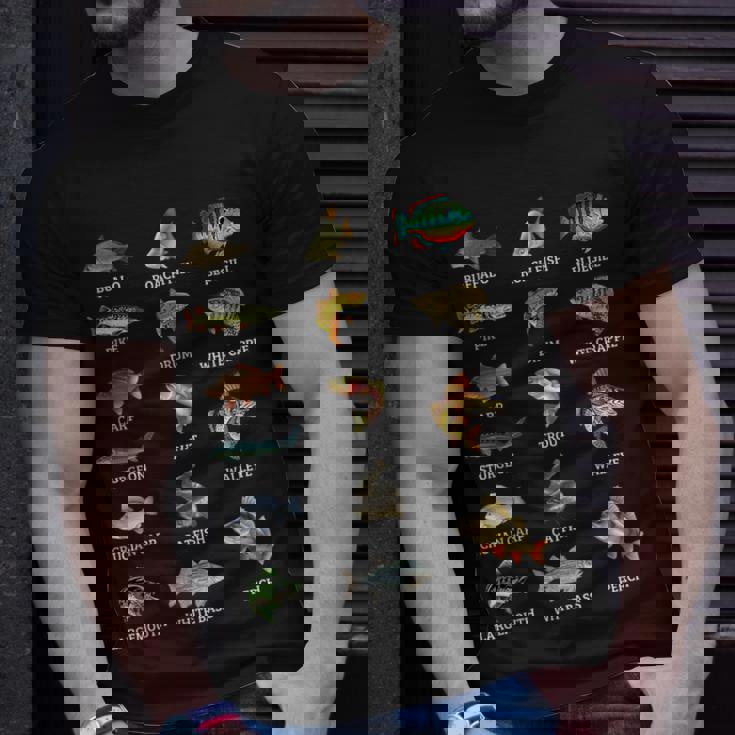 Types Of Freshwater Fish Species Fishing Fisherman Anglers T-Shirt ...