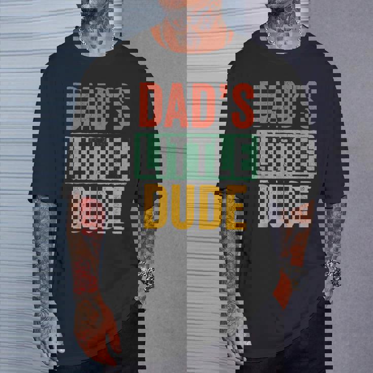 Vintage Dad's Little Dude Dad Father's Day Dad Son Couple T-Shirt | Mazezy