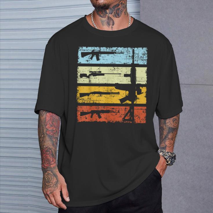 Vintage Machine Gun Pistol Retro Shooter Shooting T-Shirt - Monsterry