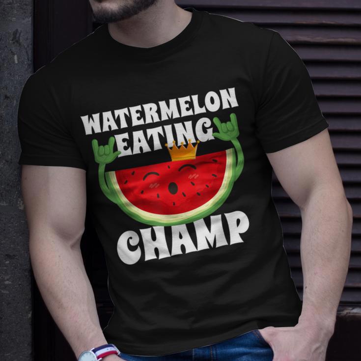 Watermelon Eating Champ Melon Contest Competition T-Shirt - Monsterry