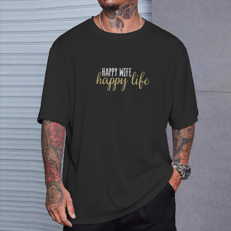 Wife - Happy Wife, Happy Life T-Shirt - Thegiftio
